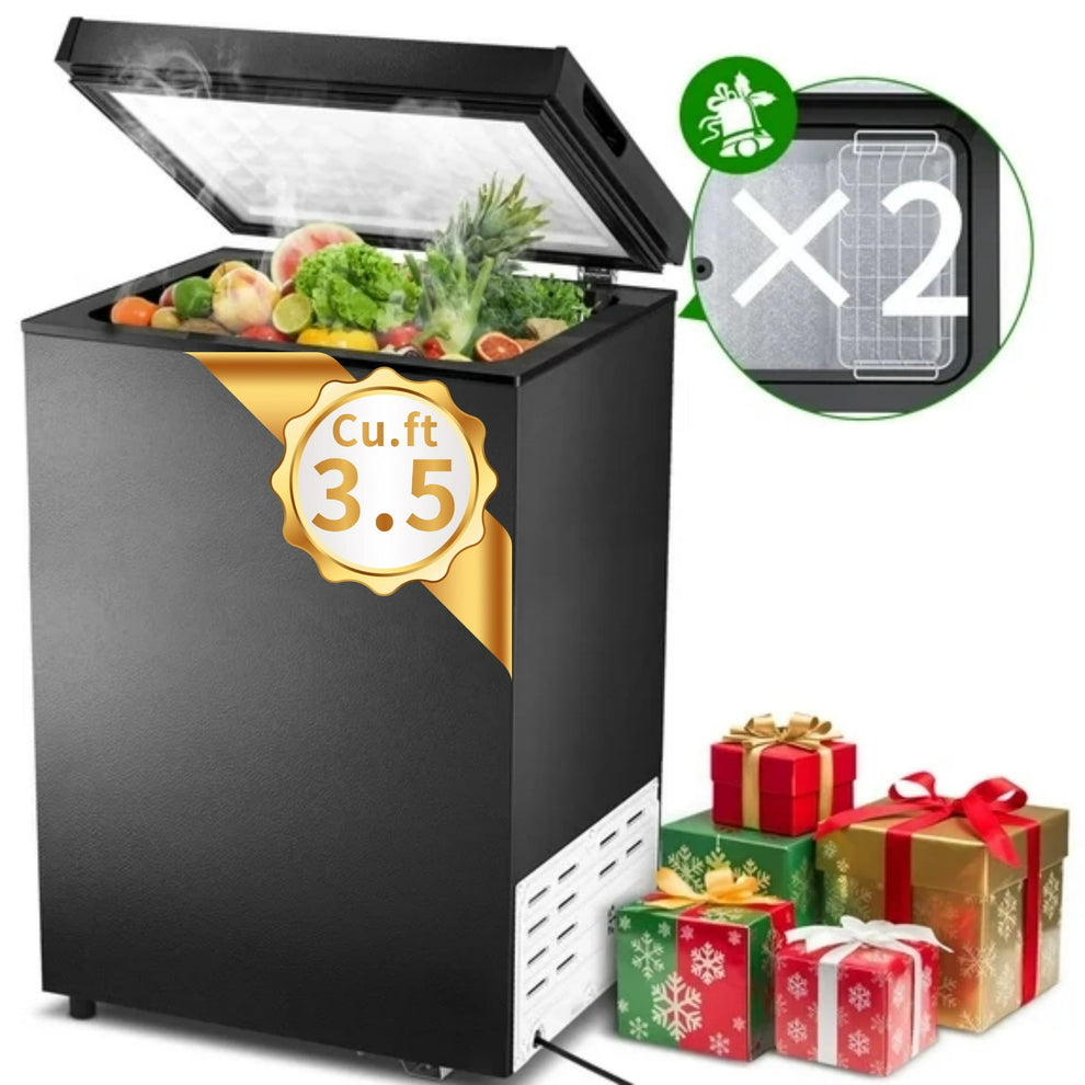 LHRIVER Mini Freezer Chest 3.5 cu ft, Deep Freezer & Side Handle, Comp ...